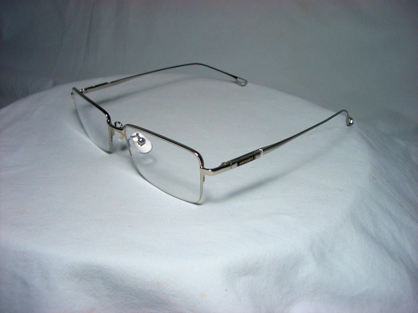 Excellant, Platinum Plated Titanium, Square, Half Rim, Eyeglasses ...