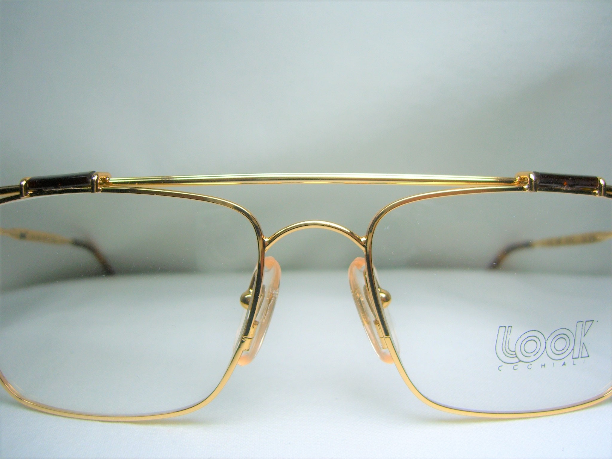 Look luxury eyeglasses square oval Caravan Gold plated | Etsy