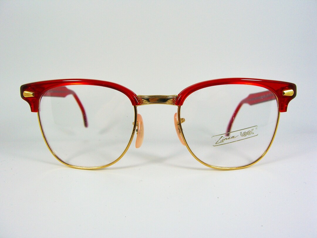Linea Look Gold Plated Eyeglasses, Candy Red Acetate Frames, Vintage ...