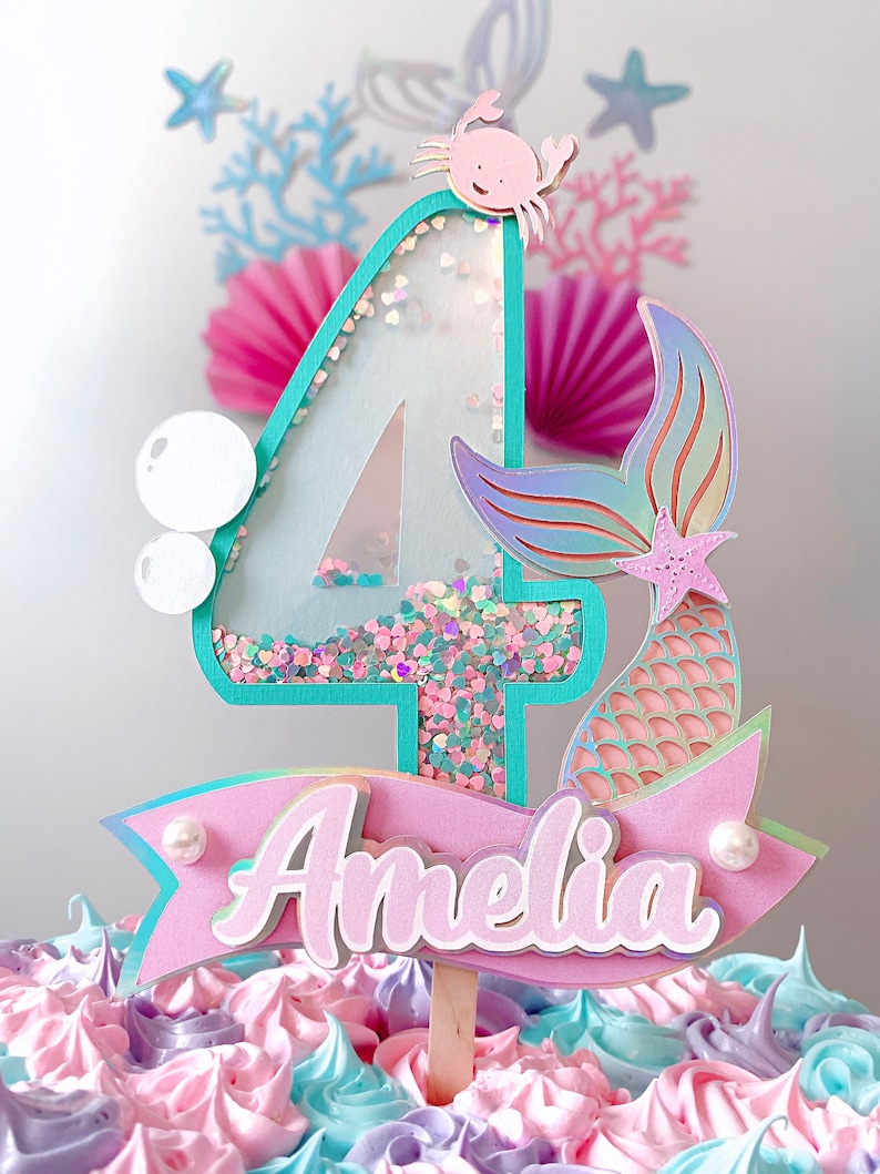 Mermaid Cake Topper, Little Mermaid Cake Topper, Mermaid Favor Boxes ...