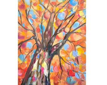 Red Tree Painting | Etsy