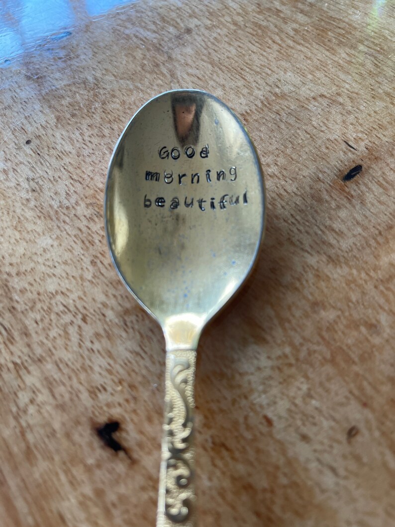 Custom Gold spoon real gold plated good morning | Etsy