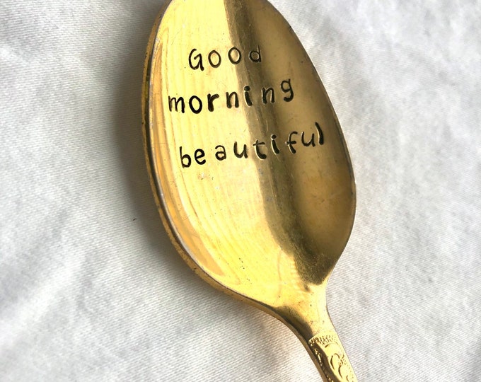 Custom Gold Spoon Real Gold Plated "good Morning Beautiful" or Custom ...