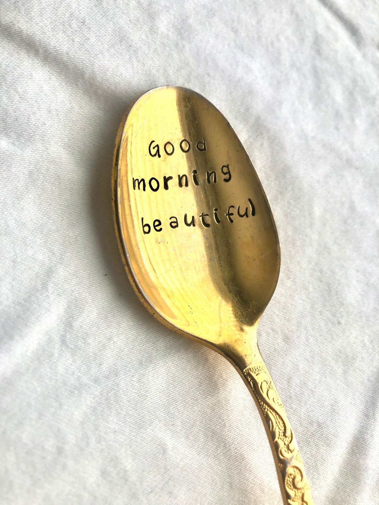 Custom Gold Spoon Real Gold Plated "good Morning Beautiful" or Custom ...