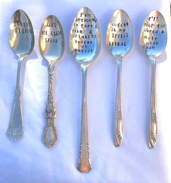 Stamped Spoons With Funny And Cute Sayings Or Custom Spoon Etsy