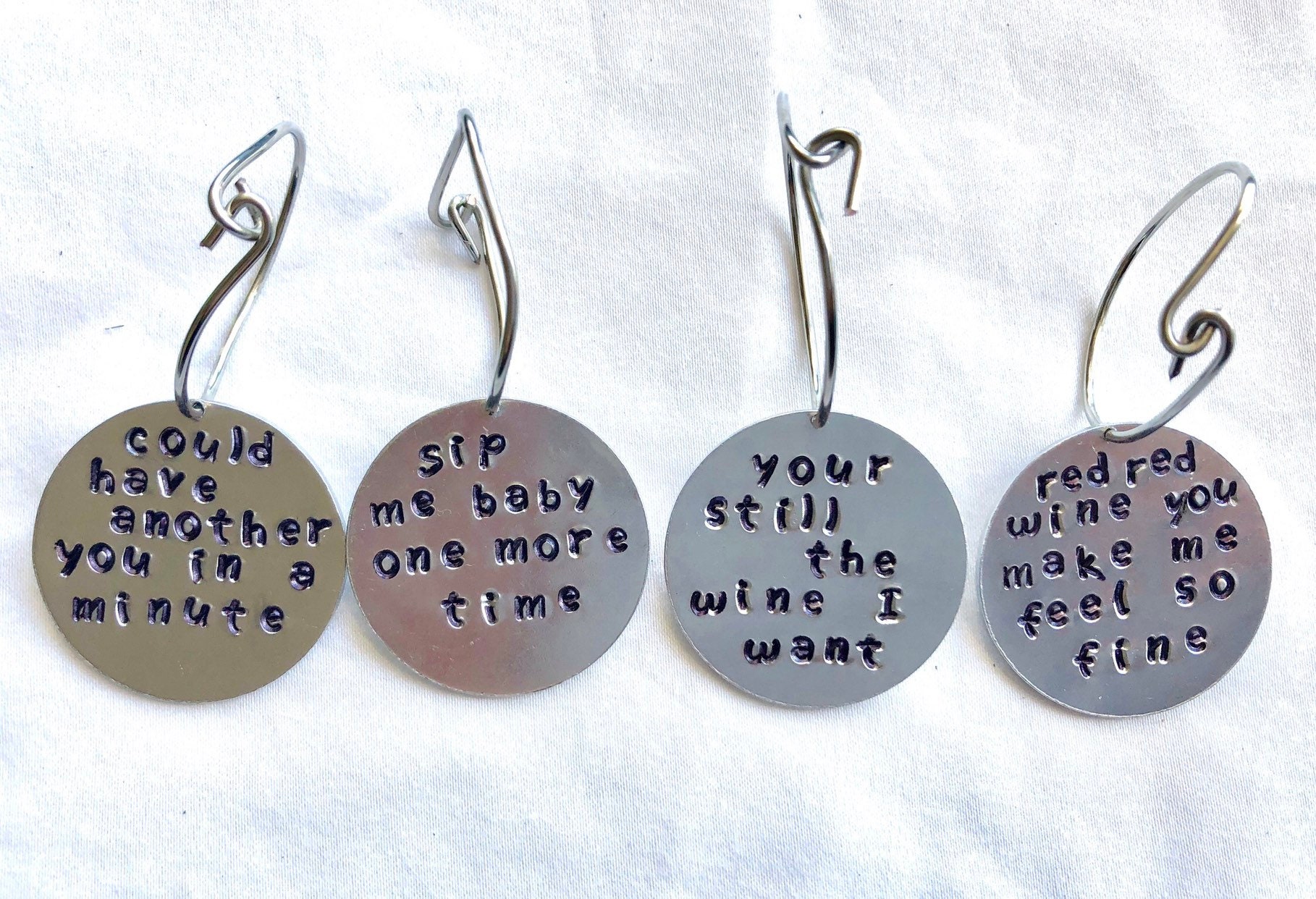 Wine Charms Hand Stamped With Funny Sayings Music Puns or - Etsy