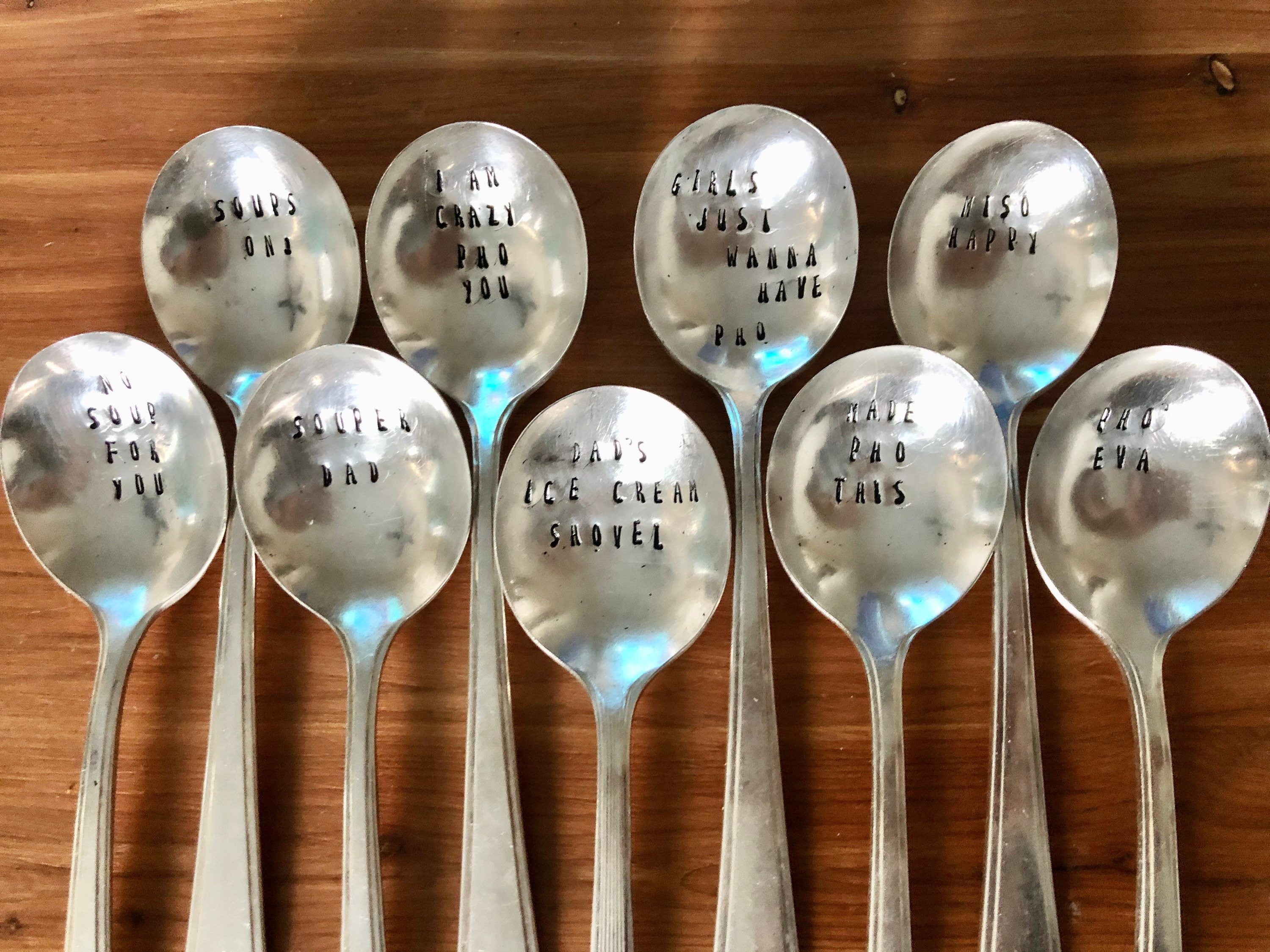 Personalizable Stamped Soup Spoons With Funny Sayings Puns - Etsy