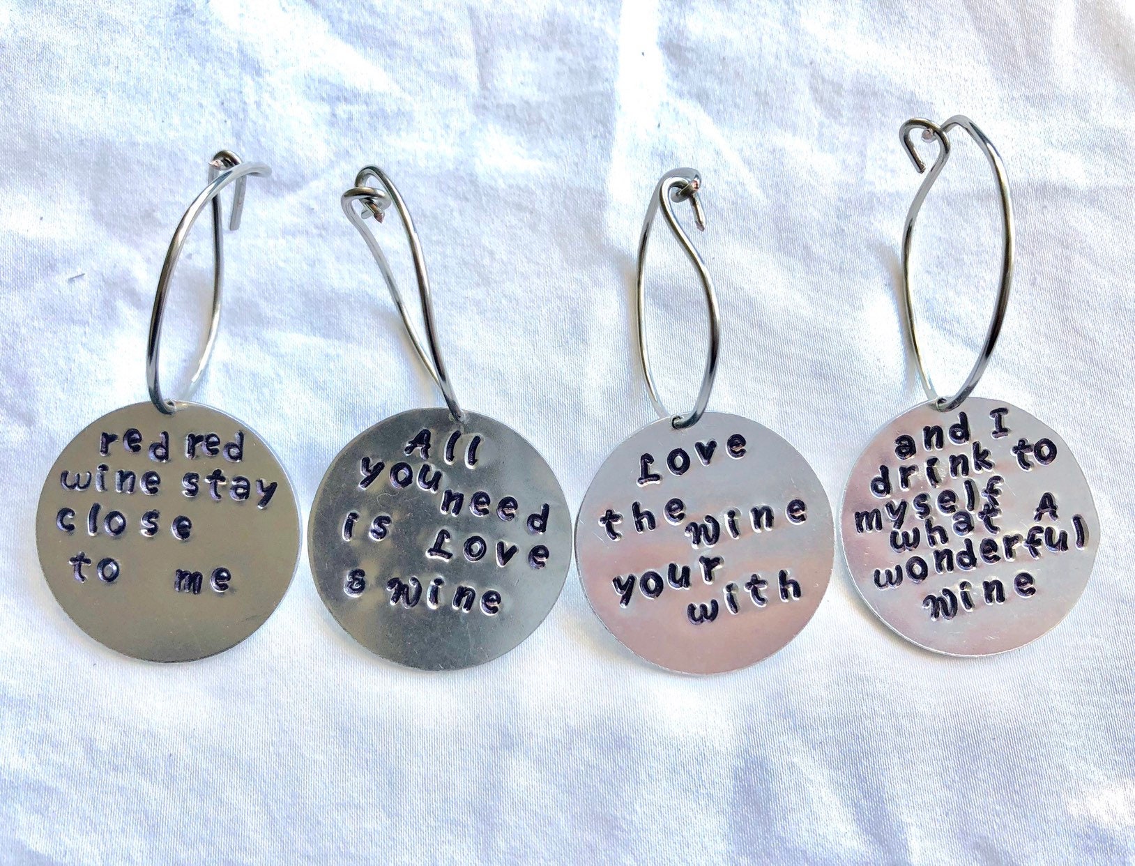 Wine Charms Hand Stamped With Funny Sayings Music Puns or - Etsy