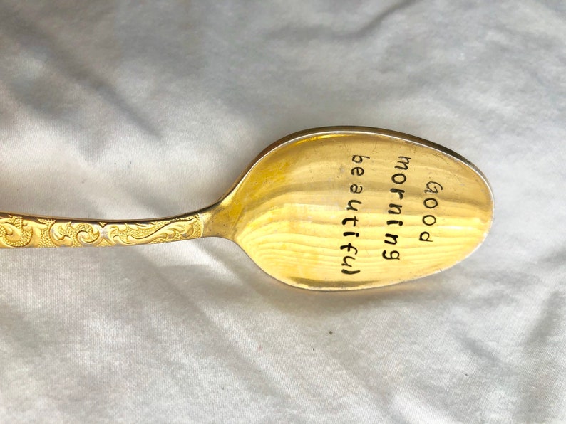 Custom Gold Spoon Real Gold Plated "good Morning Beautiful" or Custom ...