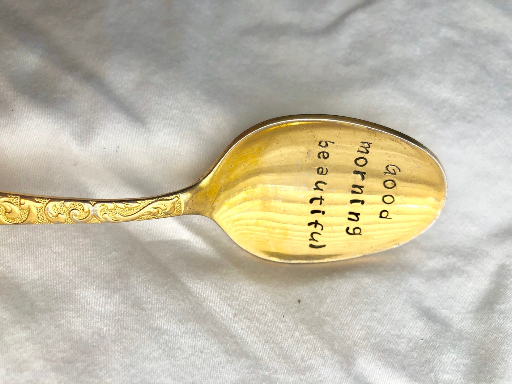 Custom Gold Spoon Real Gold Plated "good Morning Beautiful" or Custom ...