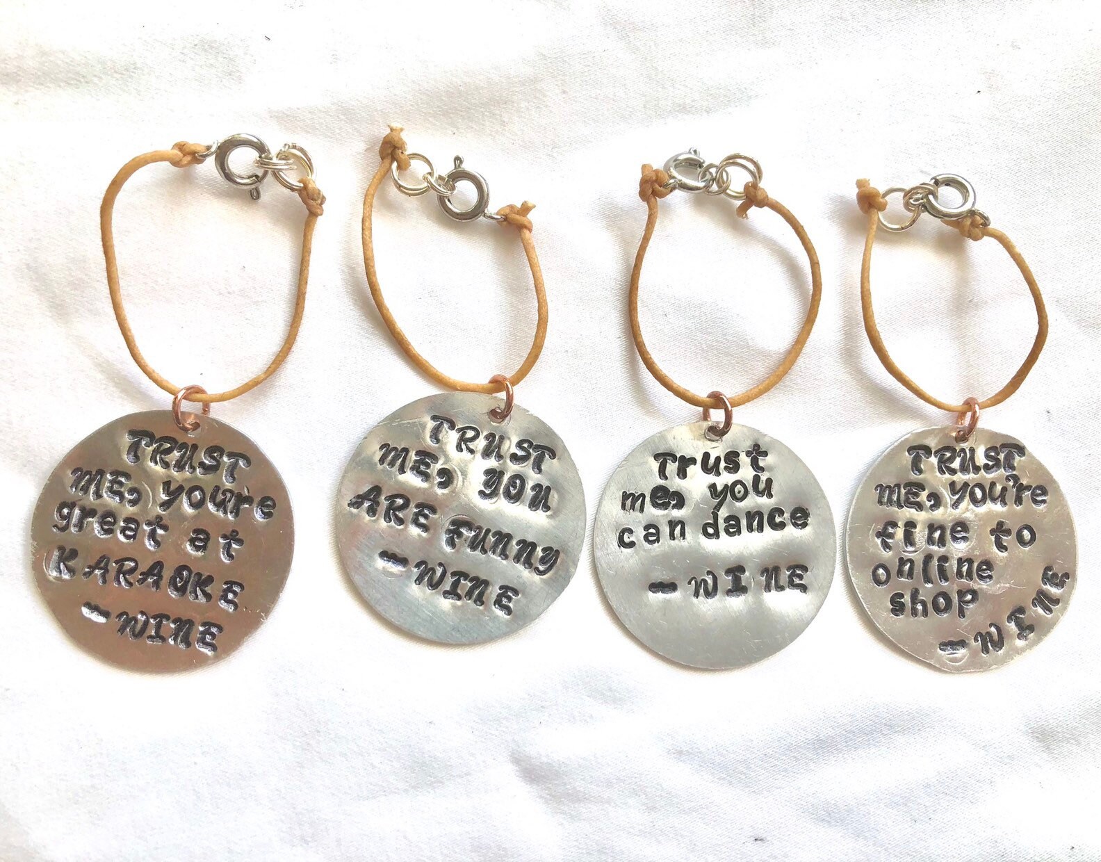 Wine Charms Hand Stamped With Funny Sayings Music Puns or - Etsy