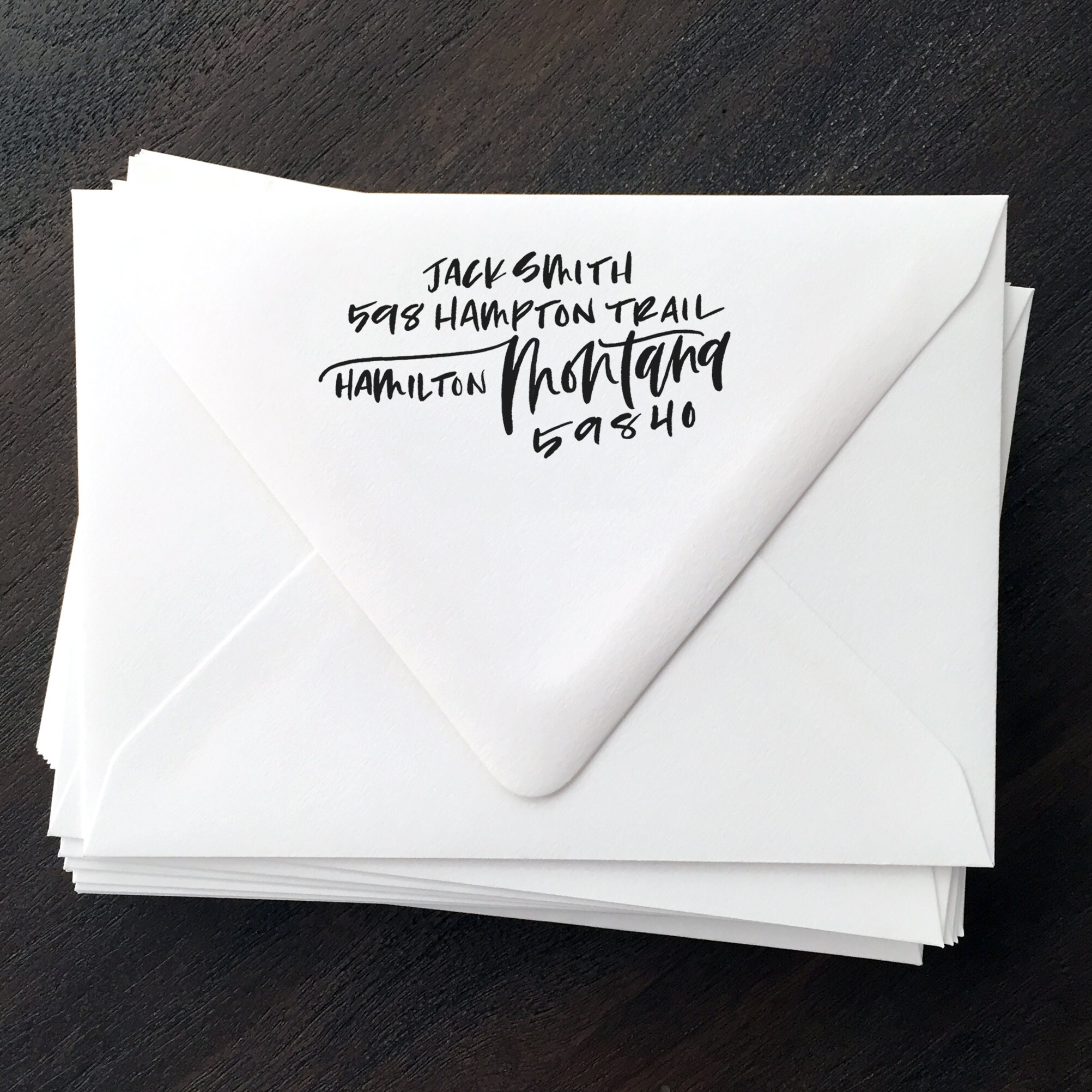 Custom Hand Lettered Calligraphy Return Address Stamp With Digital ...