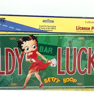 Gorgeous Collectible Betty Boop License Plates, “ldy Luck’, Metal, Red ...