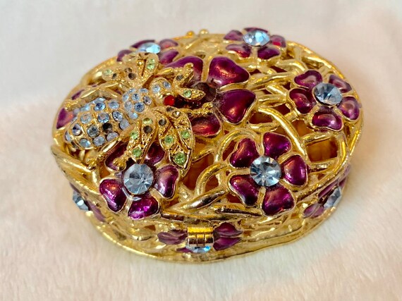 Vintage Oval Enamel Jewelry Box Trinket - Etsy