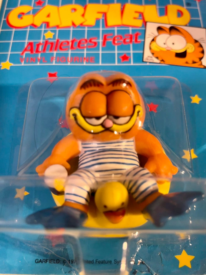 Vintage Garfield Swimming, Raft, Figurine Cat, Orange. - Etsy