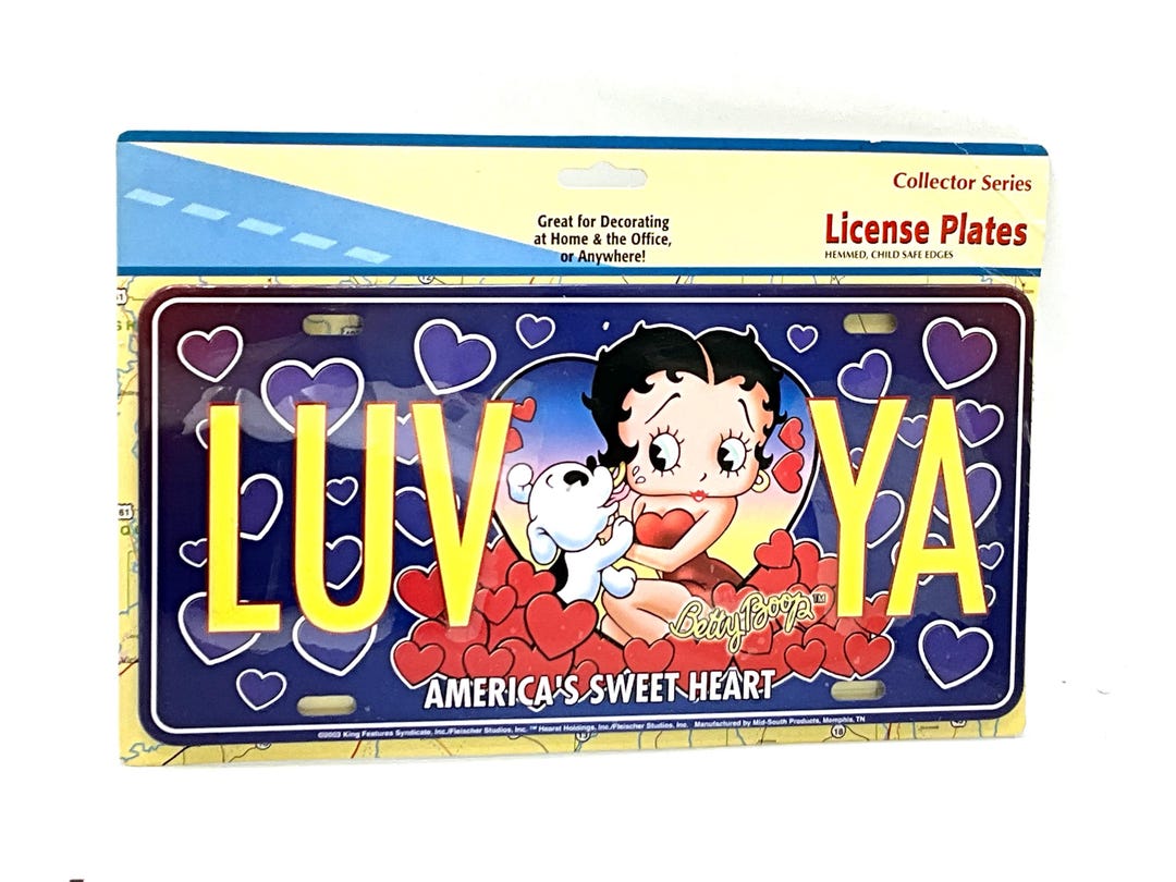 Gorgeous Collectible Betty Boop and Pudgy License Plates, “luv Ya ...