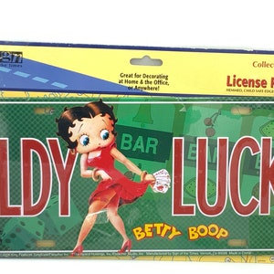 Gorgeous Collectible Betty Boop License Plates, “ldy Luck’, Metal, Red ...