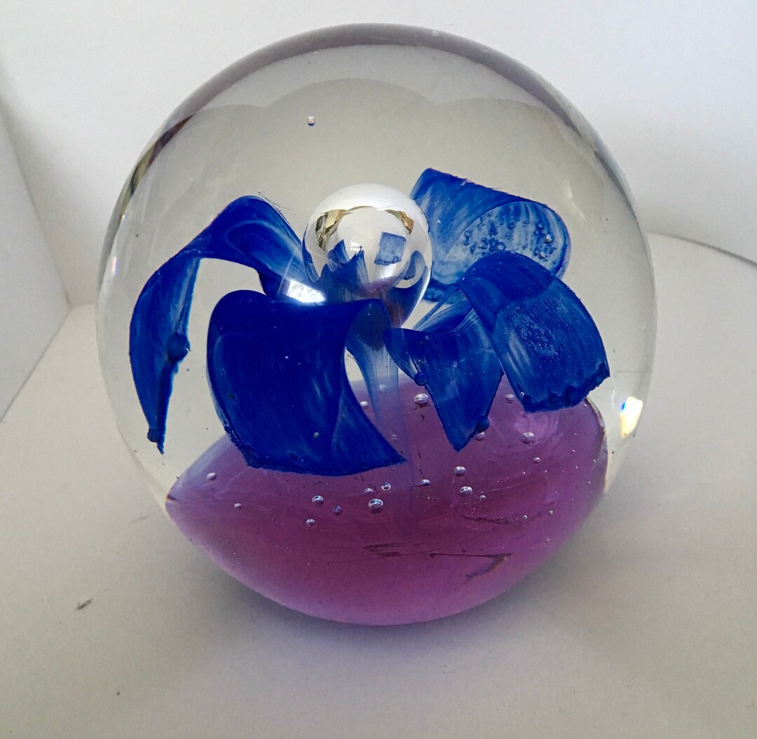 Blue Flower Paperweight - Etsy