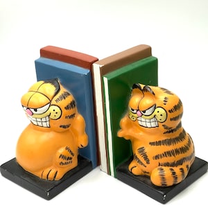 Gorgeous Collectible and Vintage Garfield Bookends, Figurine Set. - Etsy