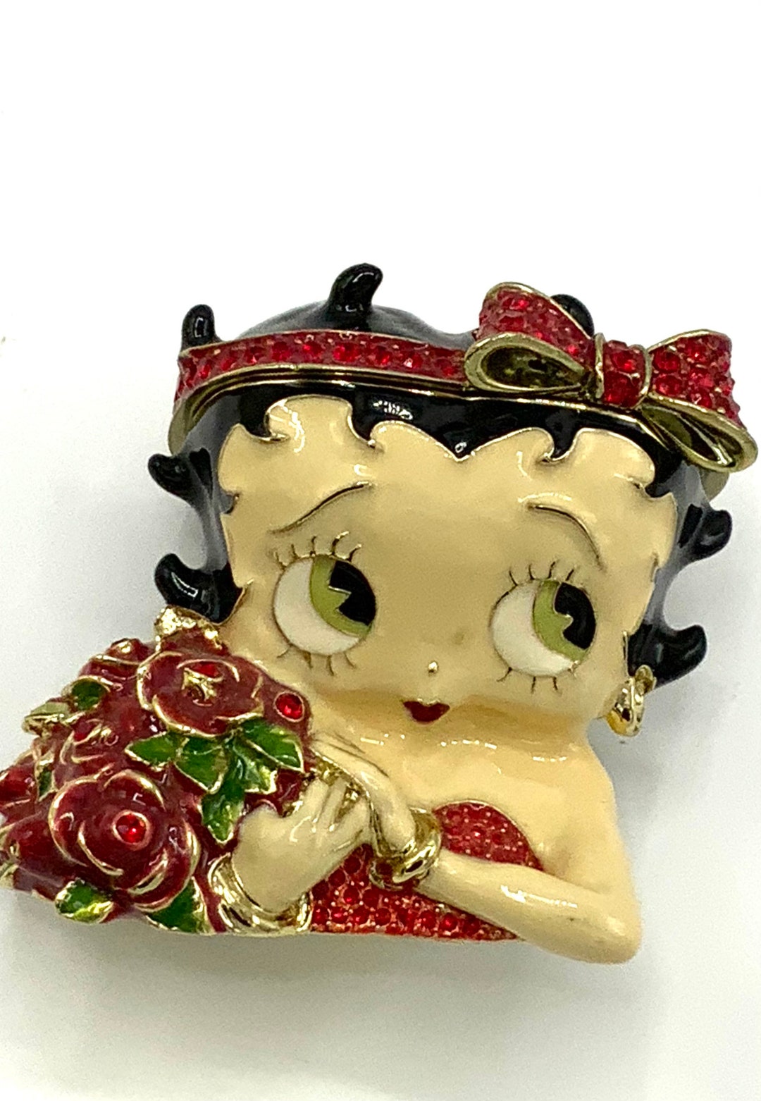 Gorgeous Collectible And Vintage Betty Boop Enamel With Rhinestone
