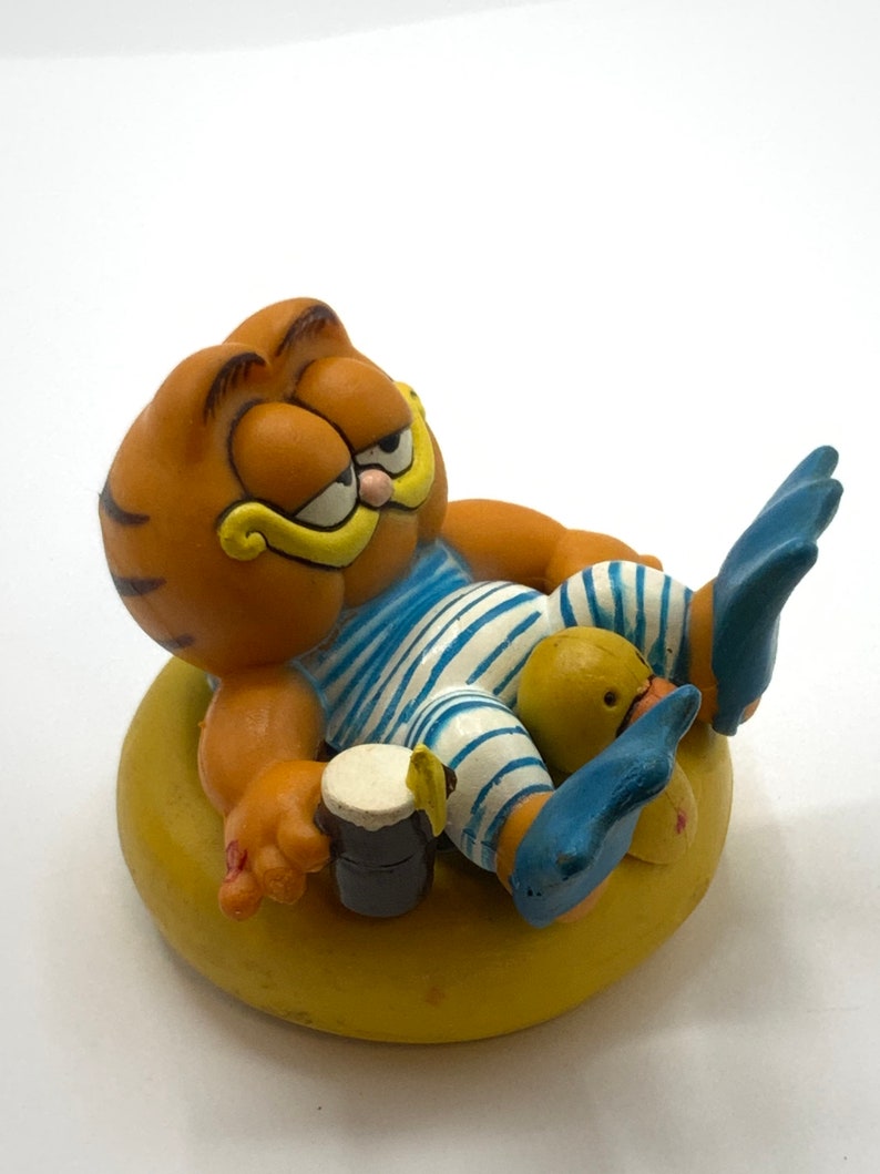 Vintage Garfield Swimming Figurine Cat Orange. - Etsy