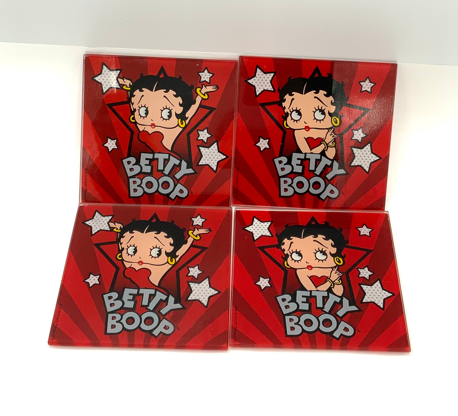 Gorgeous Collectible Betty Boop Glass Coasters Set of Four. - Etsy