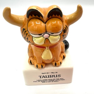 Gorgeous Collectible and Vintage Porcelain Garfield by Enesco, Taurus ...