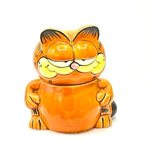 Gorgeous Vintage Garfield Sugar Bowl,cat, Red Hat, Exercise, Ceramic ...