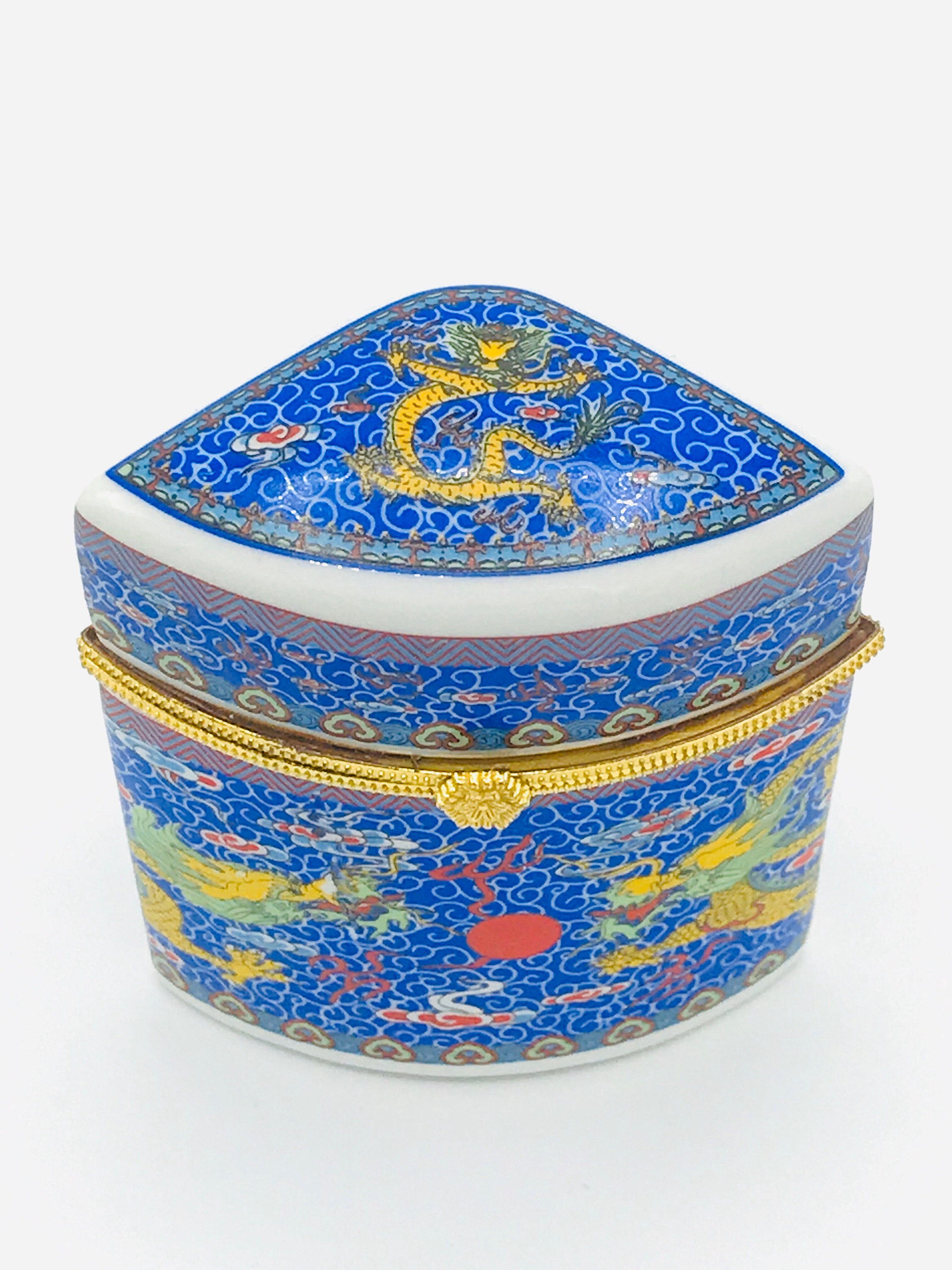 Blue Trinket Asian Design Jewelry Box. - Etsy