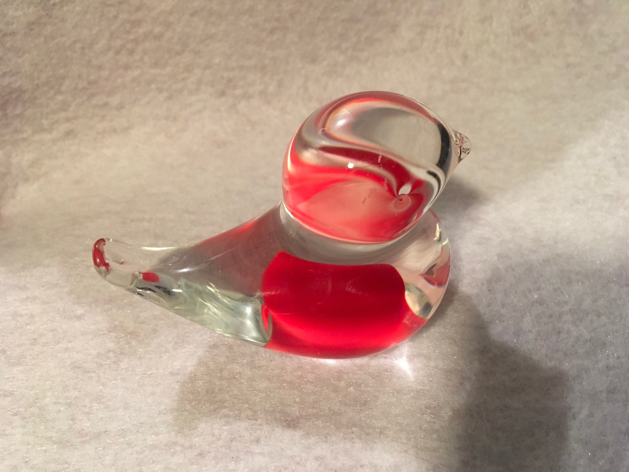 Vintage red glass bird paperweight 2.2 by 3 | Etsy