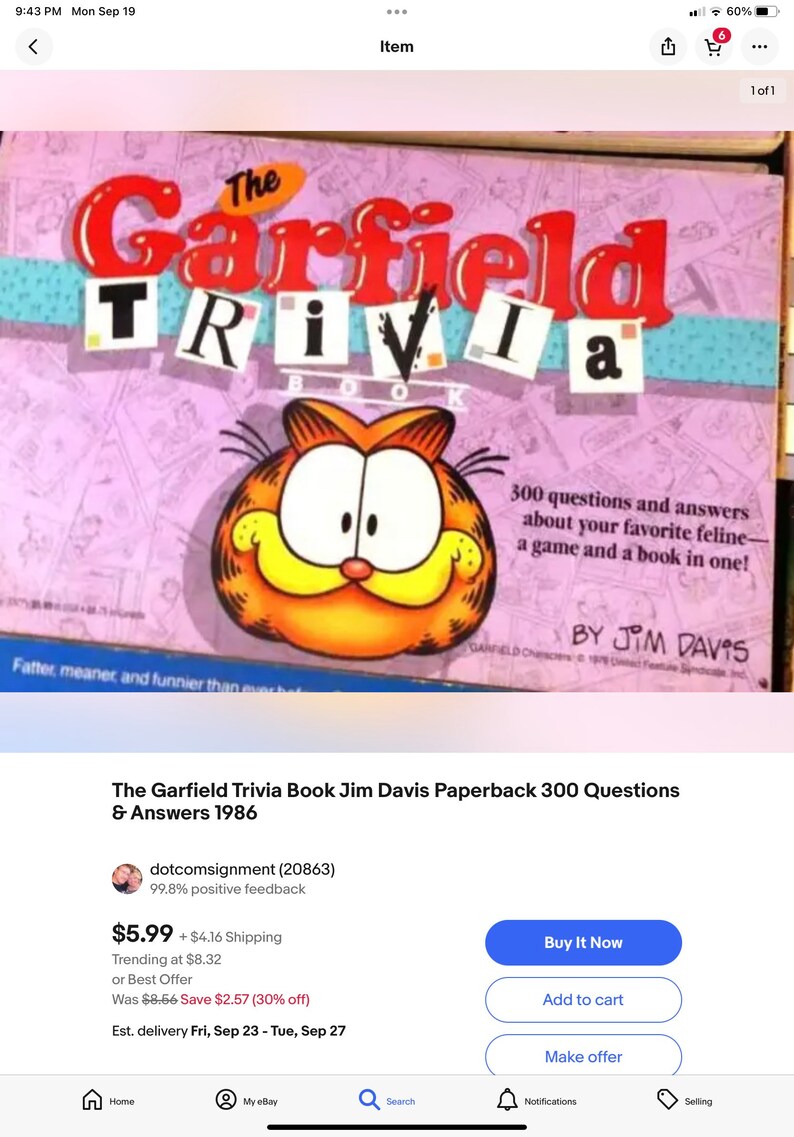 Gorgeous Collectible and Vintage Garfield Trivia Book Jim - Etsy