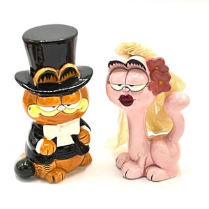 Gorgeous Vintage Enesco Figurines of Garfield as Groom and Arlene as ...