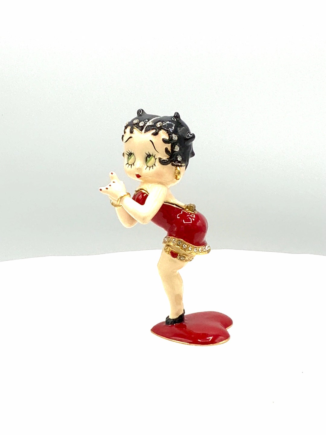 Gorgeous Collectible Betty Boop Enamel With Rhinestone Trinket Etsy