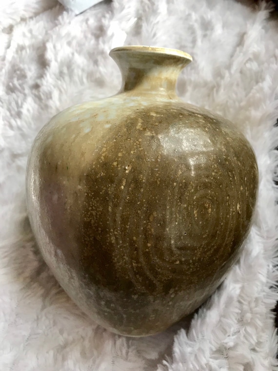 Studio Pottery Weed Pot Signed by RS Green Pale Tones | Etsy