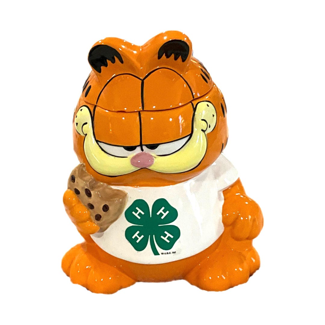 Gorgeous Collectible and Vintage Rare Garfield Cookie Jar With White T ...