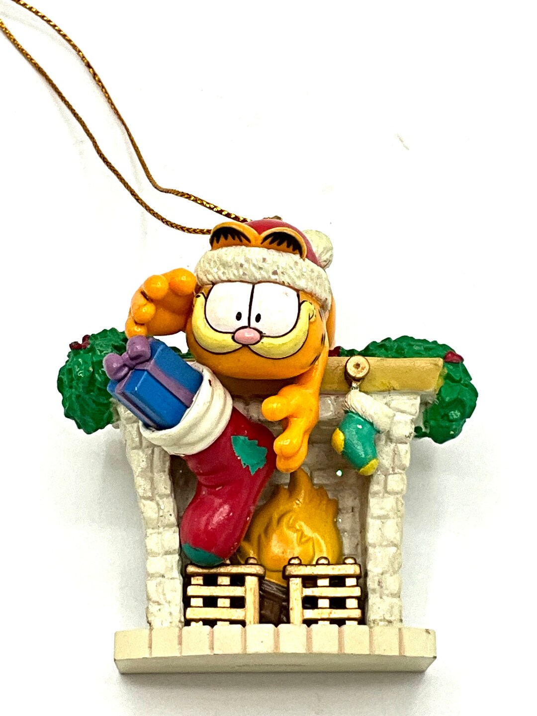 Gorgeous Collectible and Vintage Ornament as Garfield in the Fireplace ...