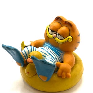 Vintage Garfield Swimming Figurine Cat Orange. - Etsy