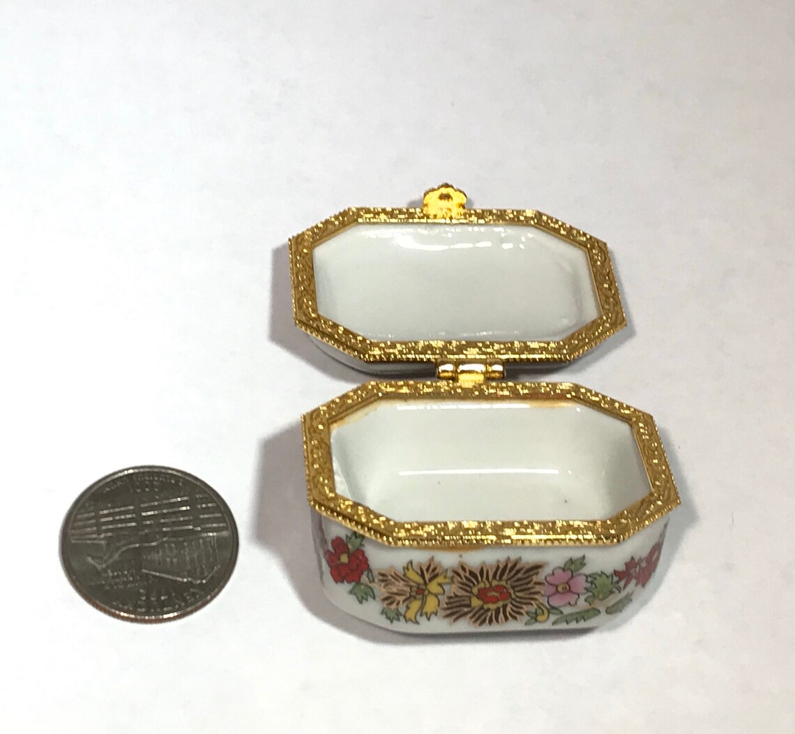 Rectangle Floral Ceramic Trinket Box - Etsy