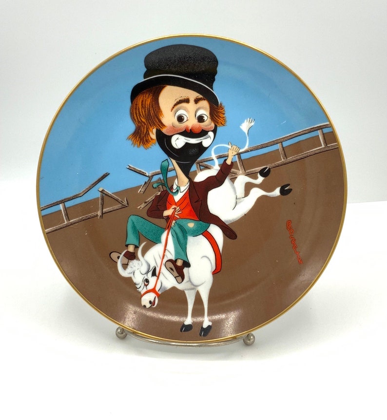 Gorgeous Collectible and Vintage Red Skeleton Plate, Bronco Freddie. - Etsy