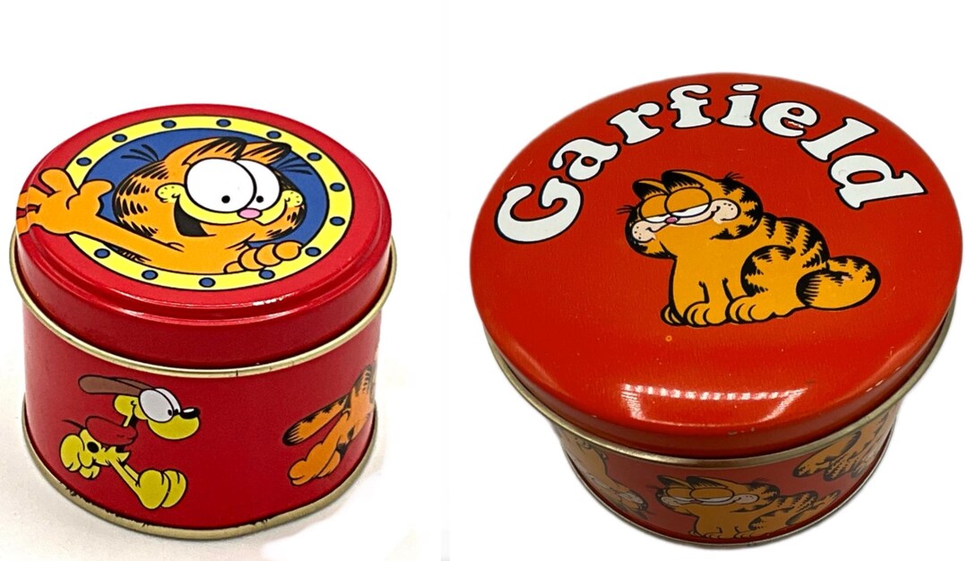 Gorgeous Collectible and Vintage Garfield Round Tin Box, Love, Metal ...