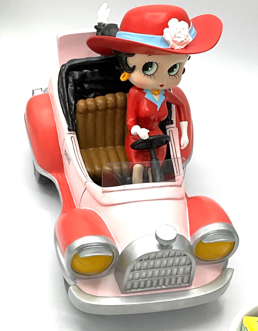 Gorgeous Collectible and Vintage Red and Pink Car With Betty Boop With Pudgy and Bimbo, Figurine ...