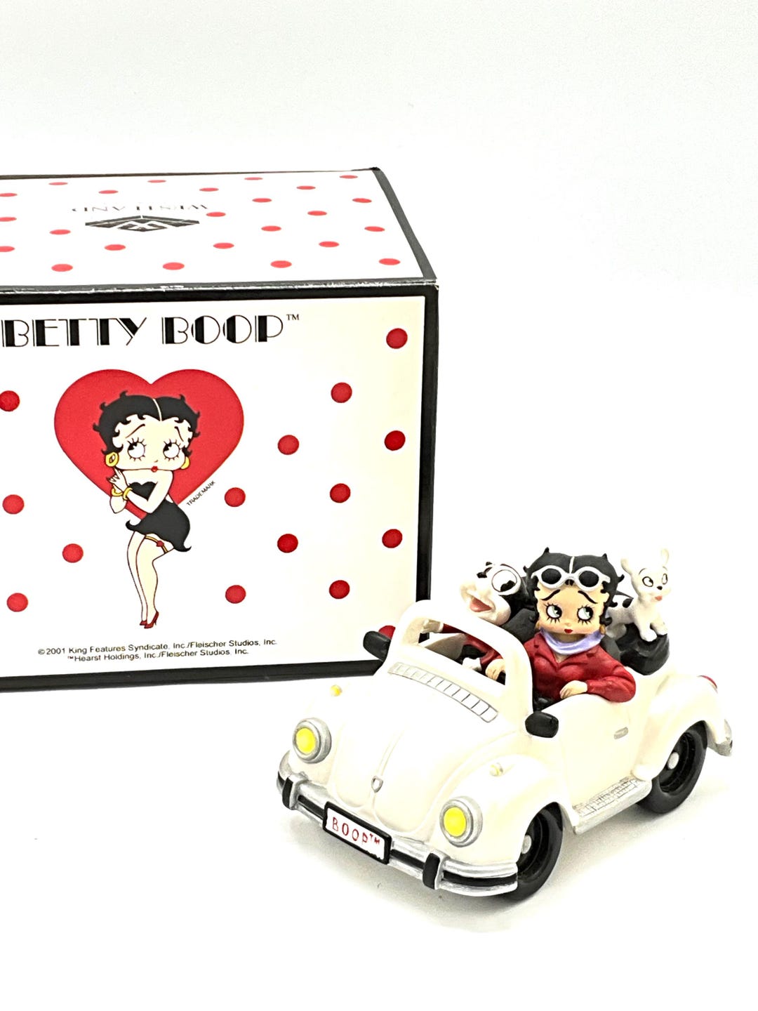 Gorgeous Collectible and Vintage White Car With Betty Boop With Pudgy ...