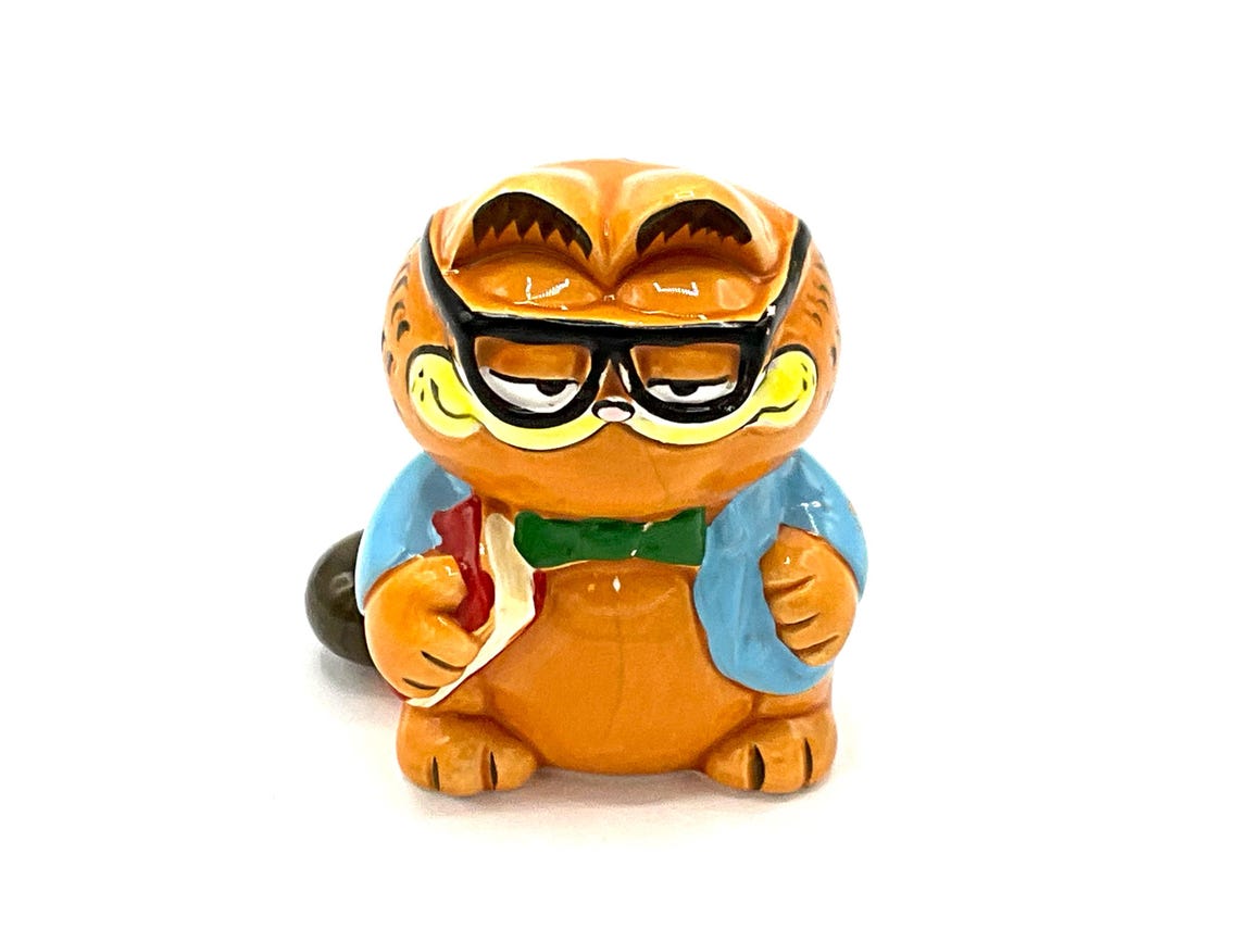Gorgeous Collectible and Vintage Ceramic Garfield as a Professor With ...
