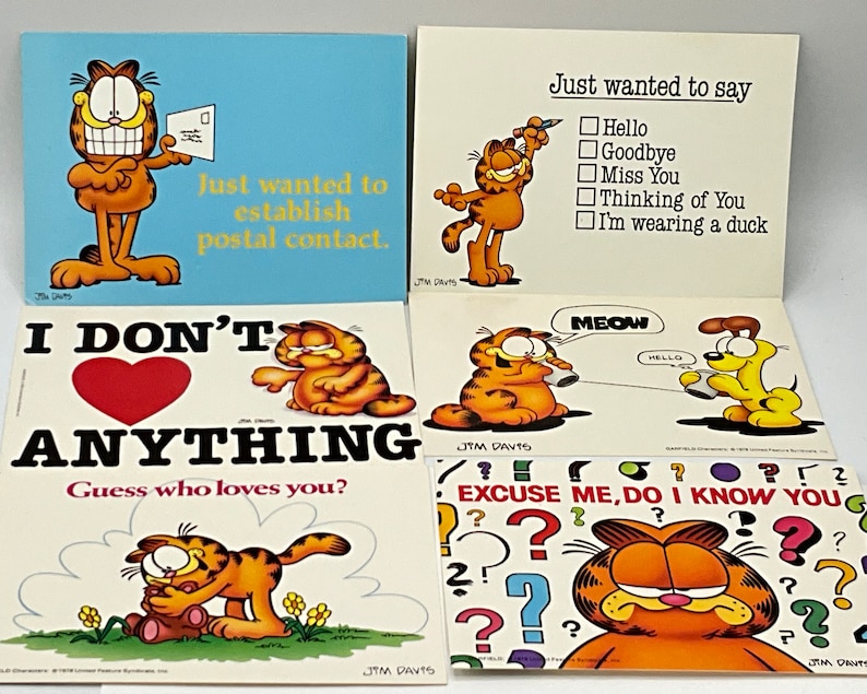 Gorgeous Collectible and Vintage Garfield Post Cards, - Etsy