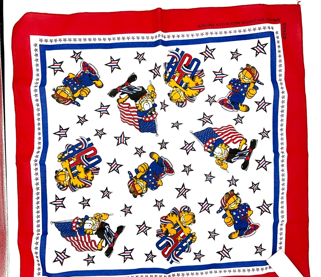 Gorgeous Collectible and Vintage Garfield Bandana by Paws, Flag Stars ...
