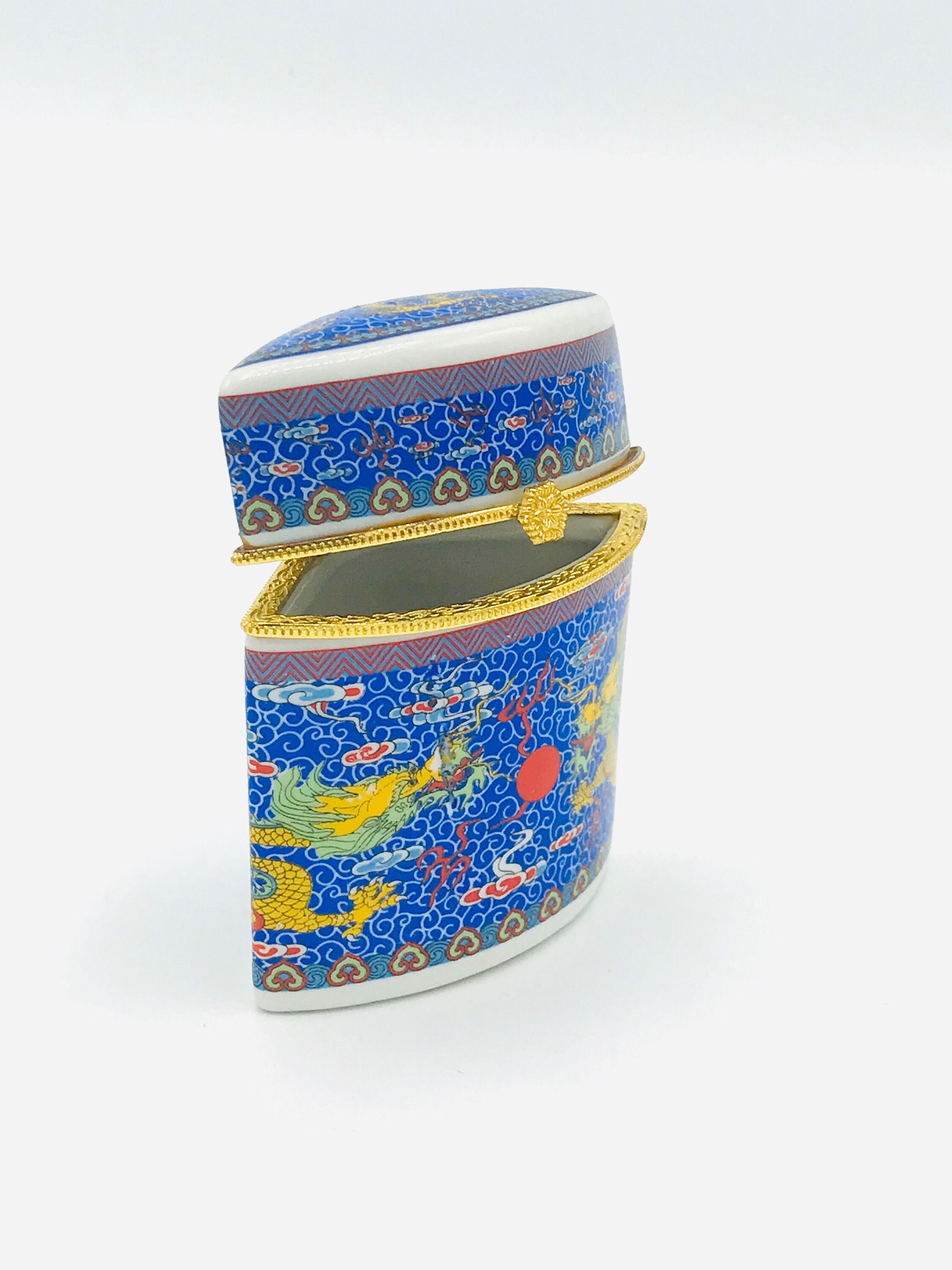 Blue Trinket Asian Design Jewelry Box. - Etsy