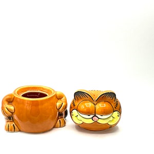 Gorgeous Vintage Garfield Sugar Bowl,cat, Red Hat, Exercise, Ceramic ...
