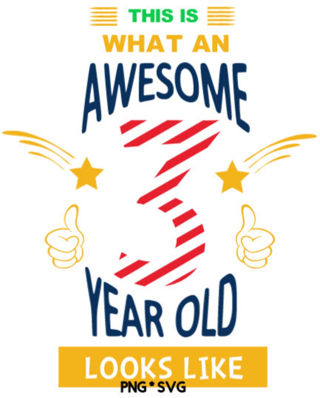 Awesome 3 Year Old SVG, Turning Three SVG, Turning 3 SVG, - Etsy