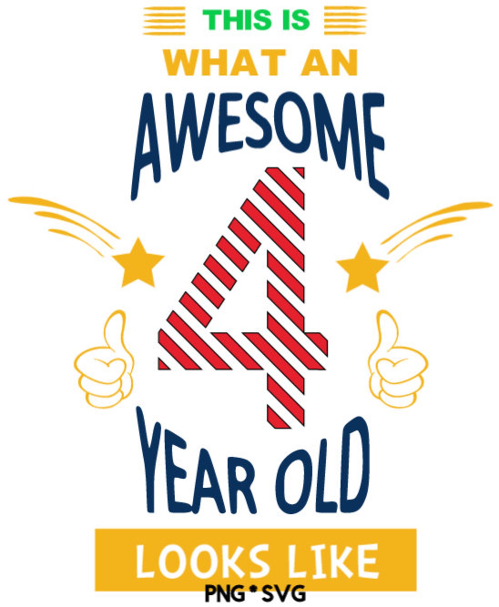 Awesome 4 Year Old SVG, Turning Four SVG, Turning 4 SVG, - Etsy