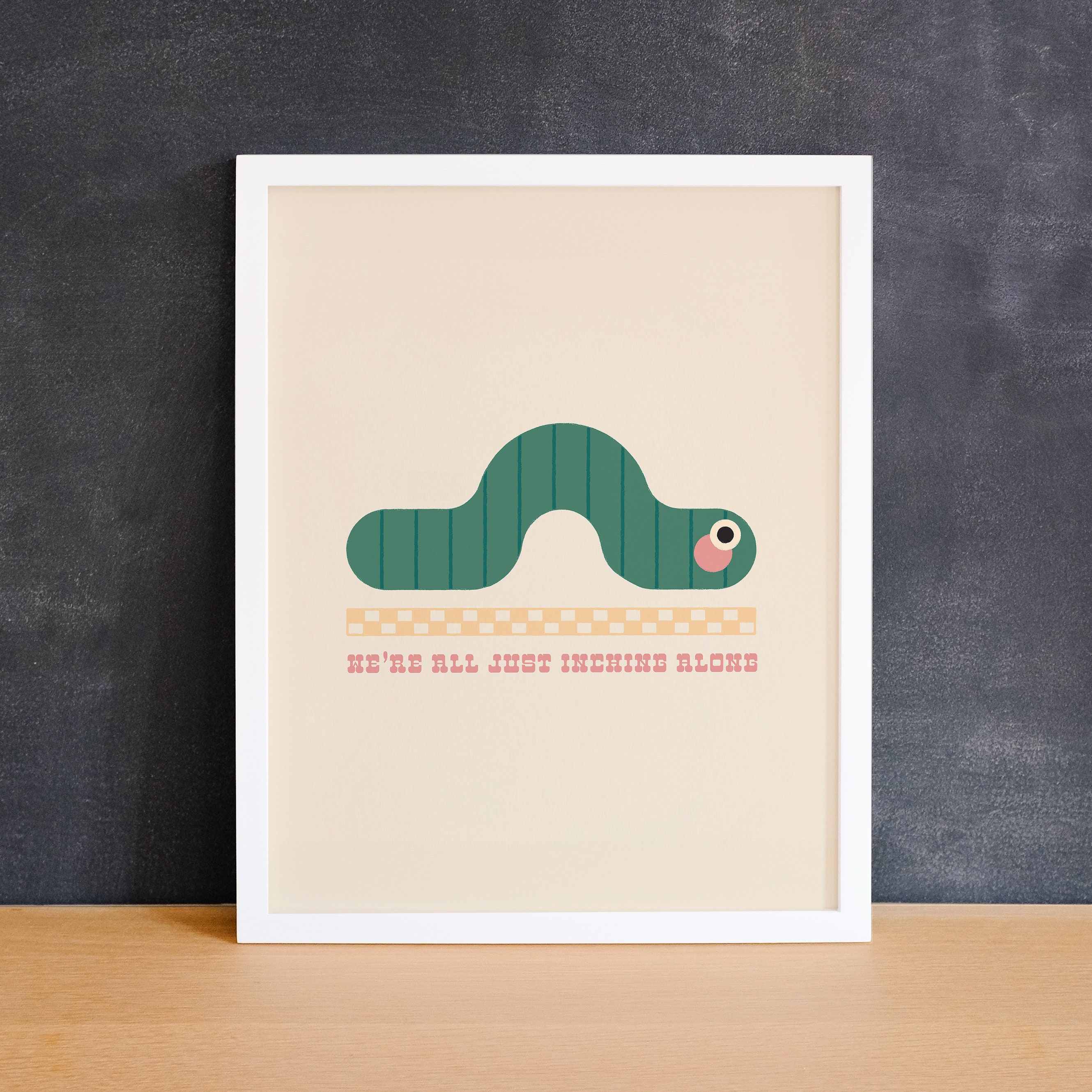 INCHING ALONG Art Print Cute 8x10 Worm Print Quirky | Etsy